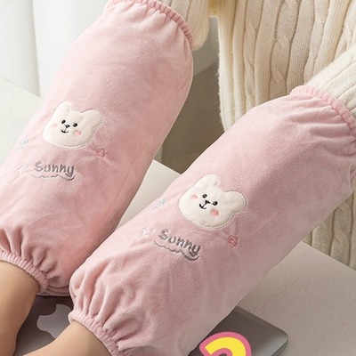 秋冬护袖学生羽绒棉服可爱熊袖套上课办公室冬季长款防污耐脏护袖