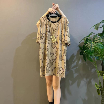 大码中长款夏季遮肉短袖女装T恤