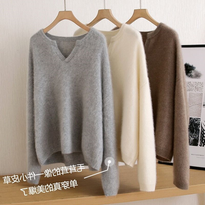 纯山羊绒衫女V领外穿冬