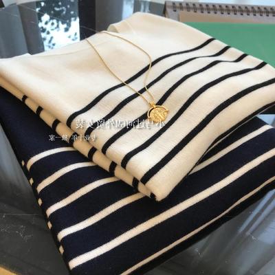 巨好穿条纹天丝羊毛针织衫上衣