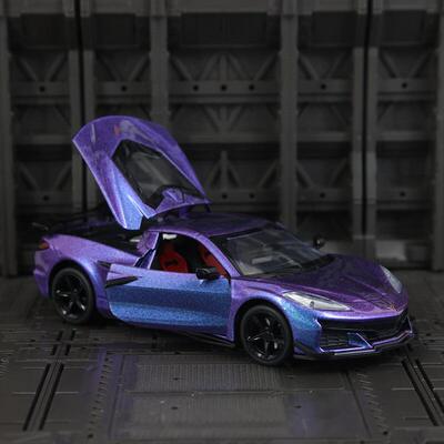 新款 仿真克耳维特Z06 2024款合金车模门可开声光赛车摆件