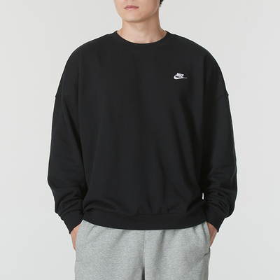 NIKE耐克黑色宽松卫衣男装春季新款圆领休闲套头衫运动服HJ1820