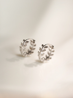 树叶耳钉森系纯银耳钉树叶