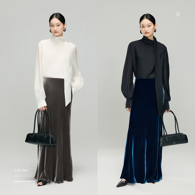 安上THE AES｜静谧克制 唯美真丝醋酸手工珠绣高定飘带纤柔衬衫