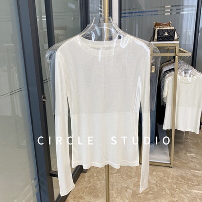 设计感背骨线长袖薄款简约女T恤