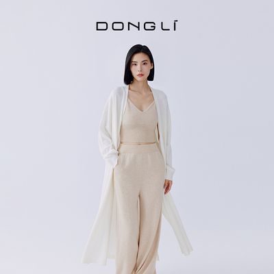 东黎中长款精纺羊绒女士睡袍
