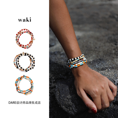 Dare买手店 waki 岛屿碎片天然石手串弹力彩色手链百搭度假首饰女