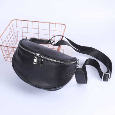 真牛皮胸包单肩斜挎包马鞍包NEWE