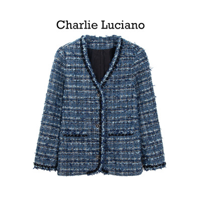 CharlieLucno粗花呢V领