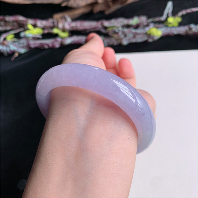 7月新品 鸿玉翡翠56圈口冰种紫罗兰正圈玉手镯女款正品7W20706