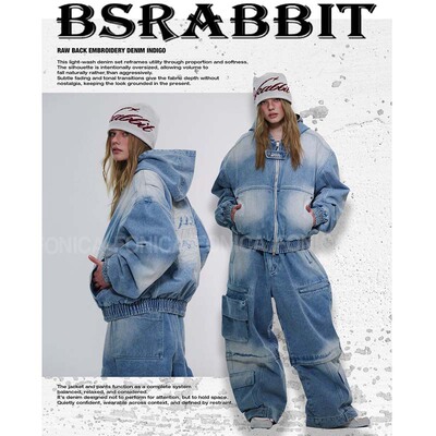 SRABBIT韩国牛仔滑雪服防水连帽