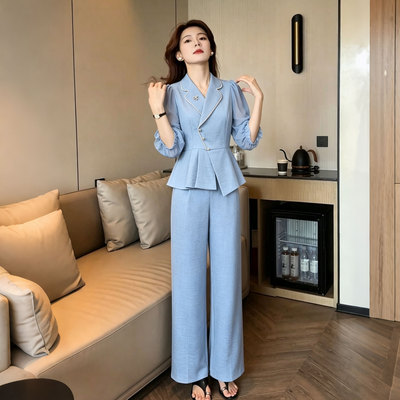 两件套2026夏季新款女轻熟优雅减龄收腰显瘦气质阔腿裤套装D6005