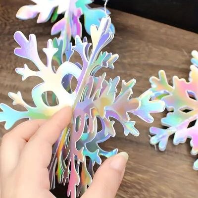 6 Pieces Iridescent 3D Snowflake Hanging Ornaments - Multico