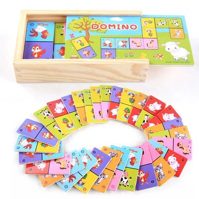 Kids Cognitive Animal Solitaire Dominoes Puzzle Toy Montesso