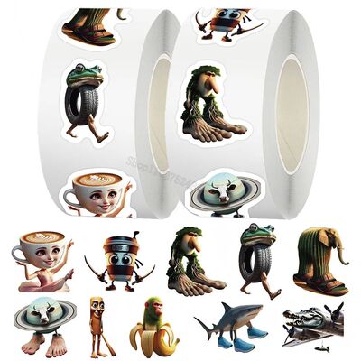 500pcs/Roll Italian Brainrot Meme Stickers Funny Abstract Tu