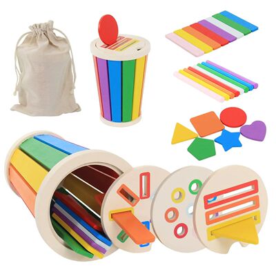 Montessori Color Sorting Stacking Toys for Toddlers Wooden F