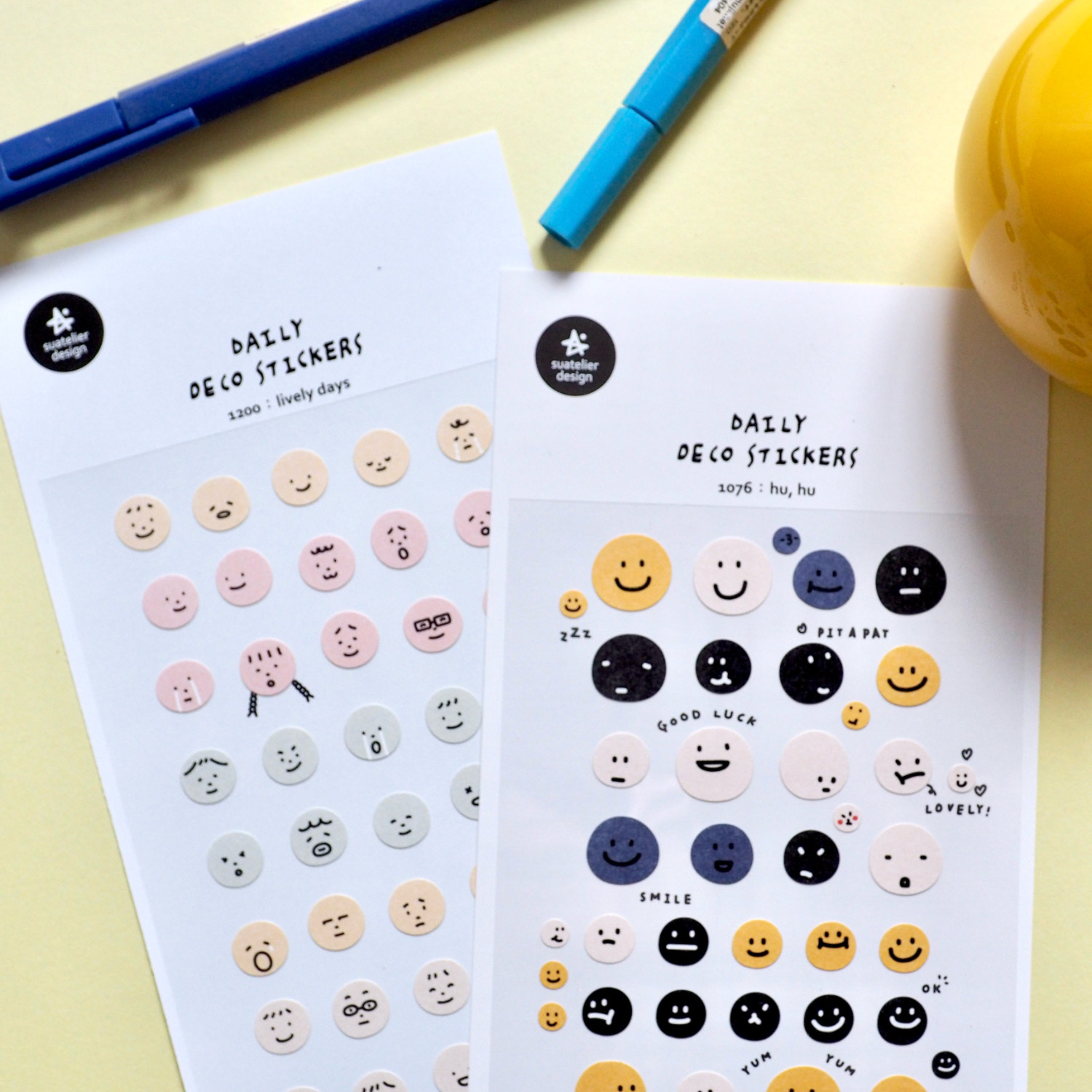 Suatelier 可爱笑脸表情包emoji心情符号圆形DIY手帐日记相册装饰