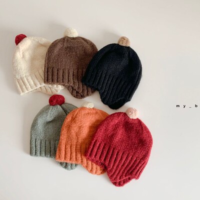 韩国进口复古毛球针织帽子现货