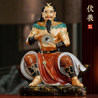 纯铜琉晶彩伏羲大帝神像家用供奉