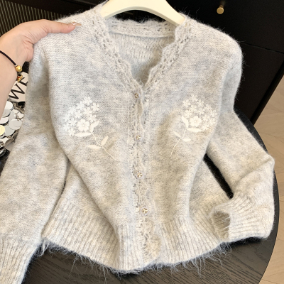 洋气v领针织开衫毛衣外套优品质