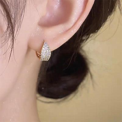 925银针满钻水滴形耳环