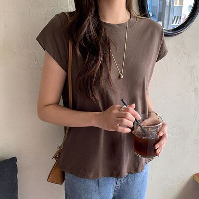 六0821韩国正品75833 T恤区修身通勤洋气纯色大气正品流行夏款