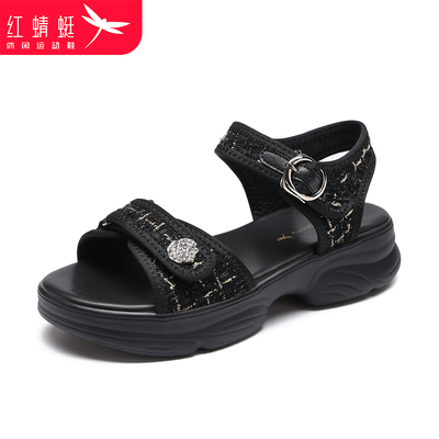红蜻蜓运动女凉鞋沙滩鞋可调节