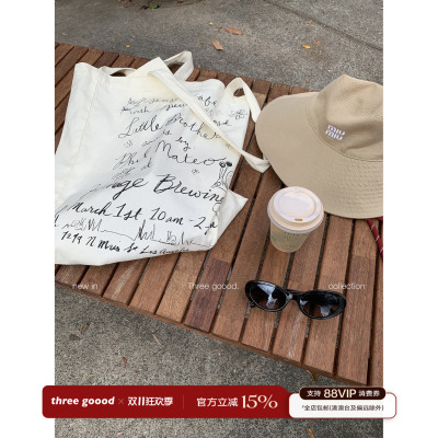 THREEGOOOD字母印花帆布包