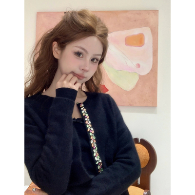 THREE GOOOD殷三吉 钉钻花边针织开衫DZZ240030