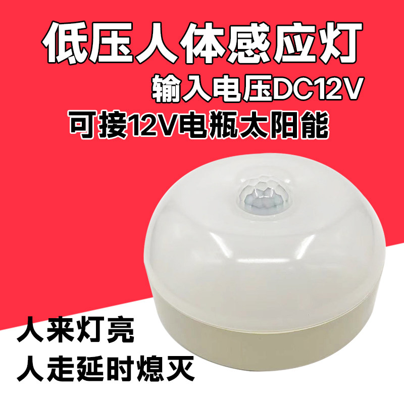 低压DC12V直流交流人体红外线明装吸顶灯楼梯过道走廊太阳能供电