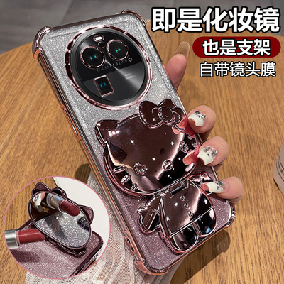 适用oppofindx6手机壳findx6pro保护oppo硅胶套自带镜头膜全包气囊防摔透明find软x6女oppox新款支架镜子可爱