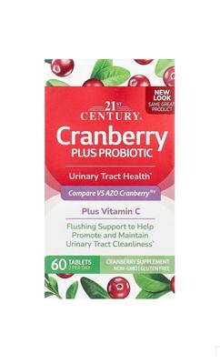 美国原装21st Century 蔓越莓+益生菌片 60片