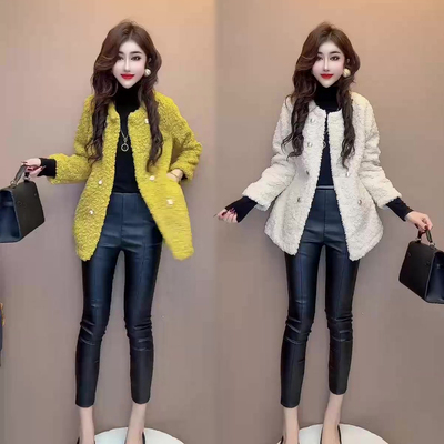 韩版减龄洋气羊羔毛外套女