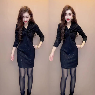 黑色气质性感女神范连衣裙