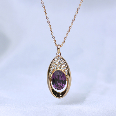 紫色水晶时尚简约轻奢小众锁骨链