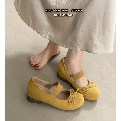 法式复古粗跟内增高玛丽珍鞋女春