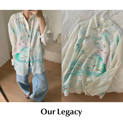【SALE 5折】CETTCE现货 Our Legacy 棉真丝混纺海景印花长袖衬衫