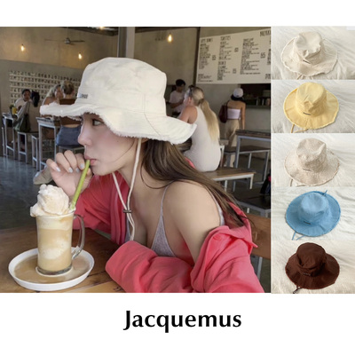 CETTCE 现货 Jacquemus 经典帆布可调节抽绳防晒毛边遮阳帽渔夫帽
