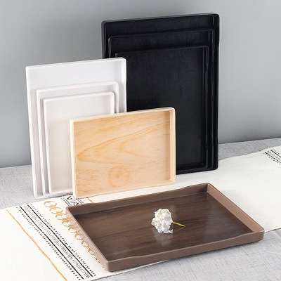 密胺酒店托盘长方形木纹收纳茶杯