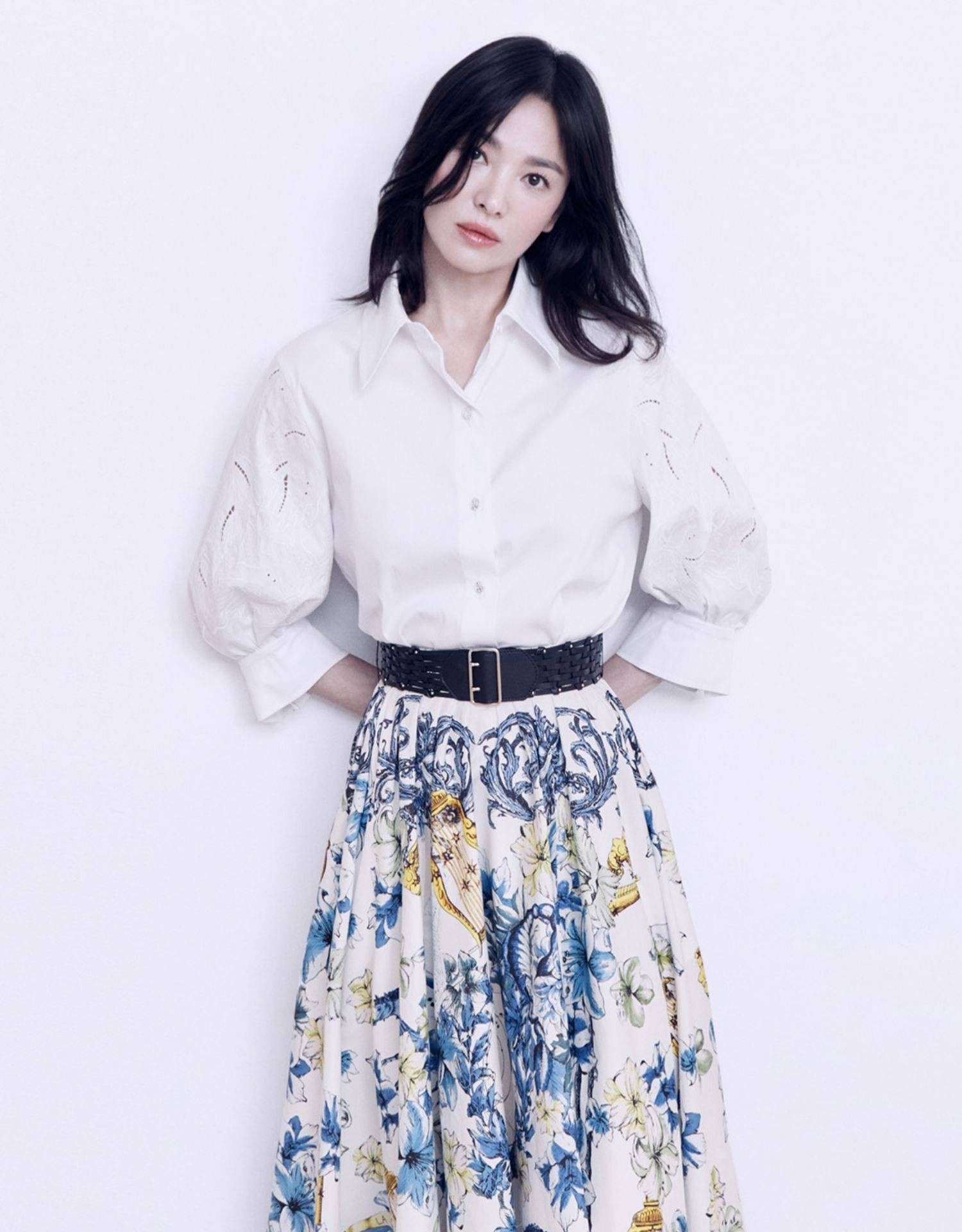 韩国直邮宋慧乔同款美夏MICHAA 2023夏大摆印花半身裙MIN5WSK060_虎窝淘