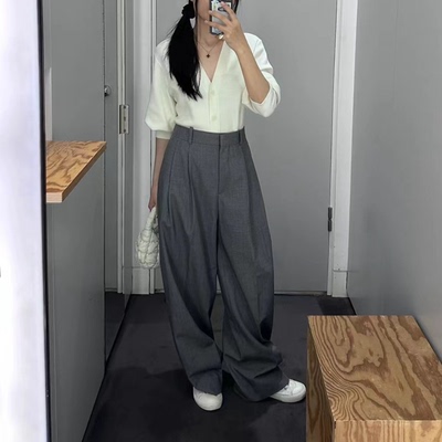 CS女装 阔腿羊毛混纺通勤长裤休闲直筒裤2026春季新品1248999002
