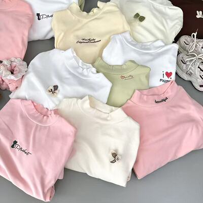 1051哈哈家 女童秋冬新款洋气韩版甜美时髦百搭打底衫