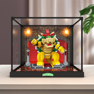 适用71411强大的酷霸王超级马里奥系列亚克力展示盒合金框底