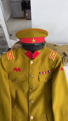 影视剧组话剧团剧本杀反派抗战戏服毛呢套装工装大檐帽肩章领章