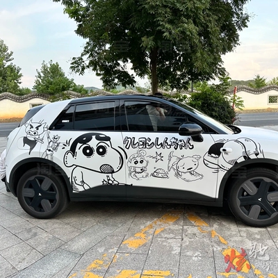蔚来萤火虫蜡笔小新车贴拉花海鸥海豚埃安UT车身后尾卡通贴纸定制