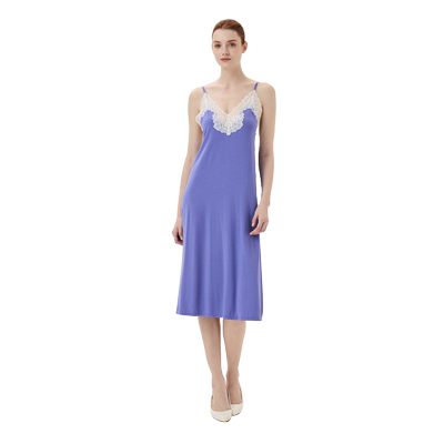 CA BRIDA【Paris  Kiss】秋季新品法式莫代尔嵌蕾丝吊带睡裙O701