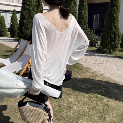 Gary的宝藏GRACETINAHOO春新链条装饰一字领慵懒松弛感防晒长袖