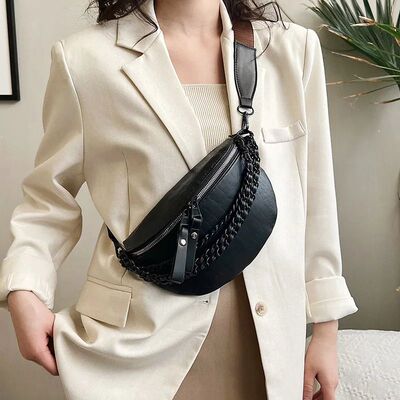 fashion Brand Women Crossbody Chest Bag soft Leather Waist B