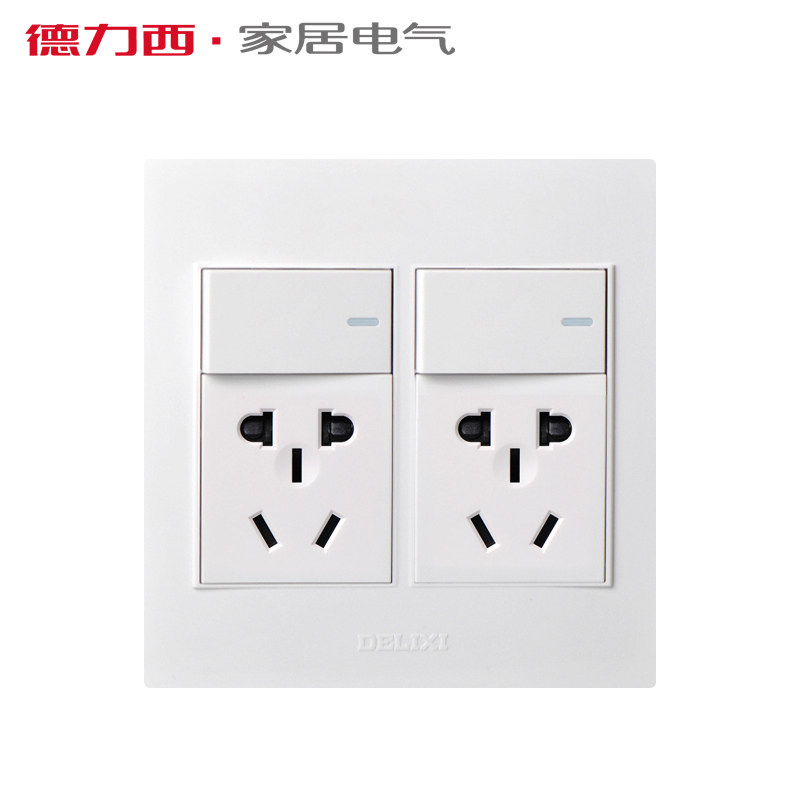 德力西120型开关插座 家用二开双控带五孔十孔二联双控电源面板