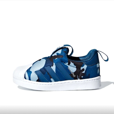 Adidas/阿迪达斯儿童防滑耐磨舒适透气一脚蹬迷彩蓝休闲鞋CG6577